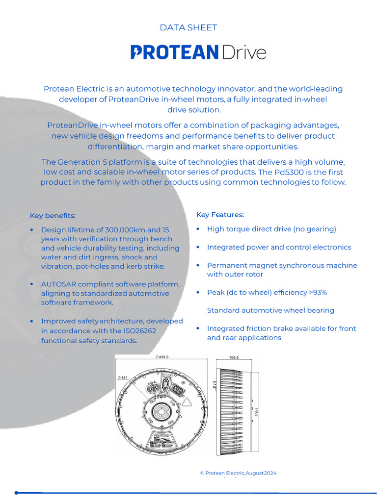 ProteanDrive Gen5 Datasheet - Aug 2024 | PDF