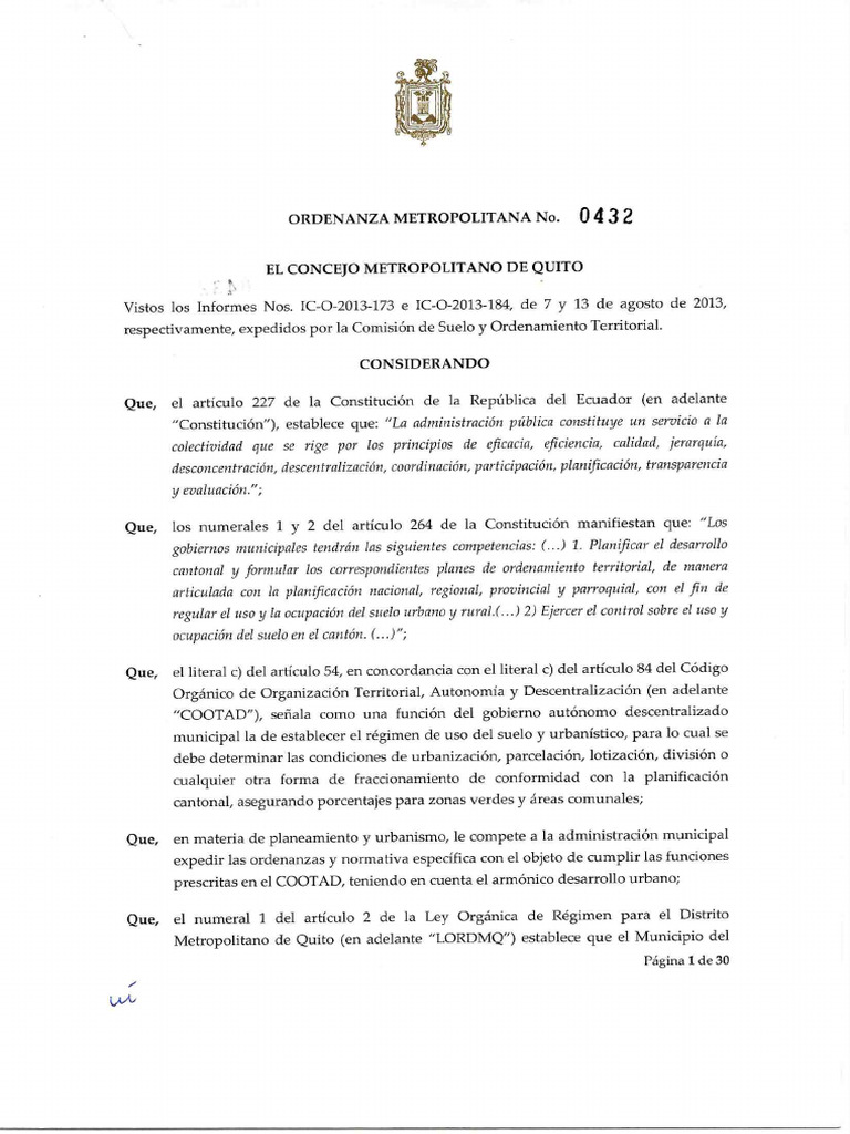 ORDM-0432 Reforma Ord. Metrop. 172 | PDF