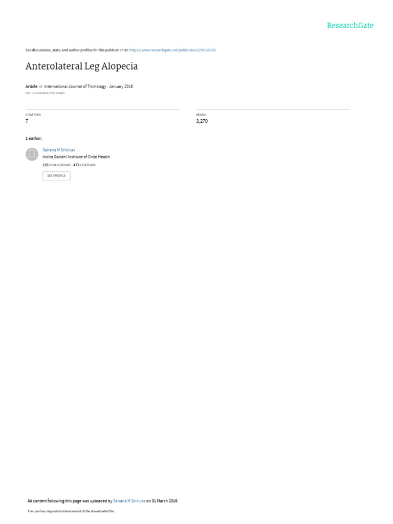 Anterolateral Leg Alopecia | PDF