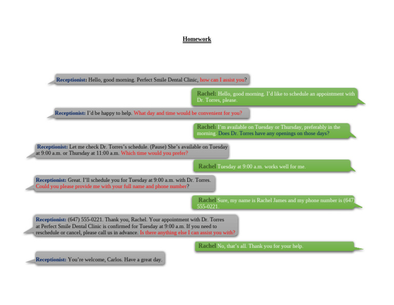 Homework Reception | PDF