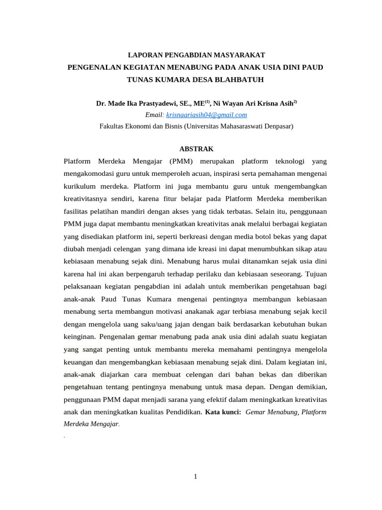 Artikel KKN - Ni Wayan Ari Krisna Asih | PDF