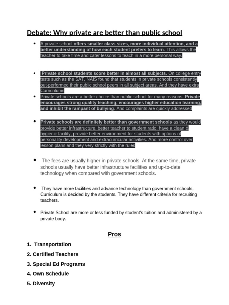 Debate For Private & Public Schools | PDF | Schools | Private School