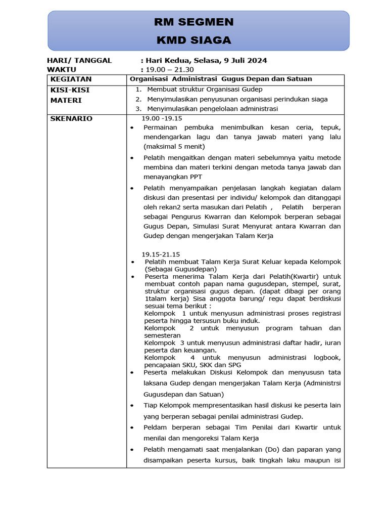 RM Administrasi Gudep Dan Satuan KMD | PDF