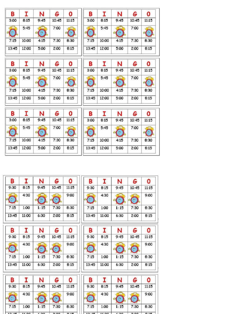 Telling The Time Bingo | PDF