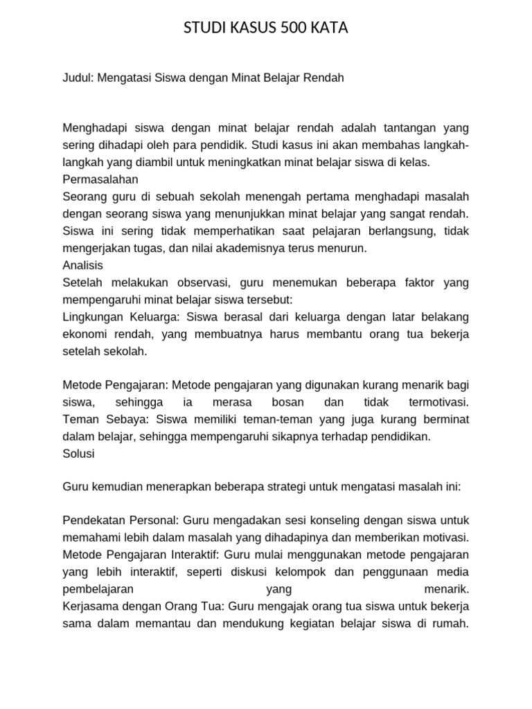 Studi Kasus 500 Kata Irma | PDF