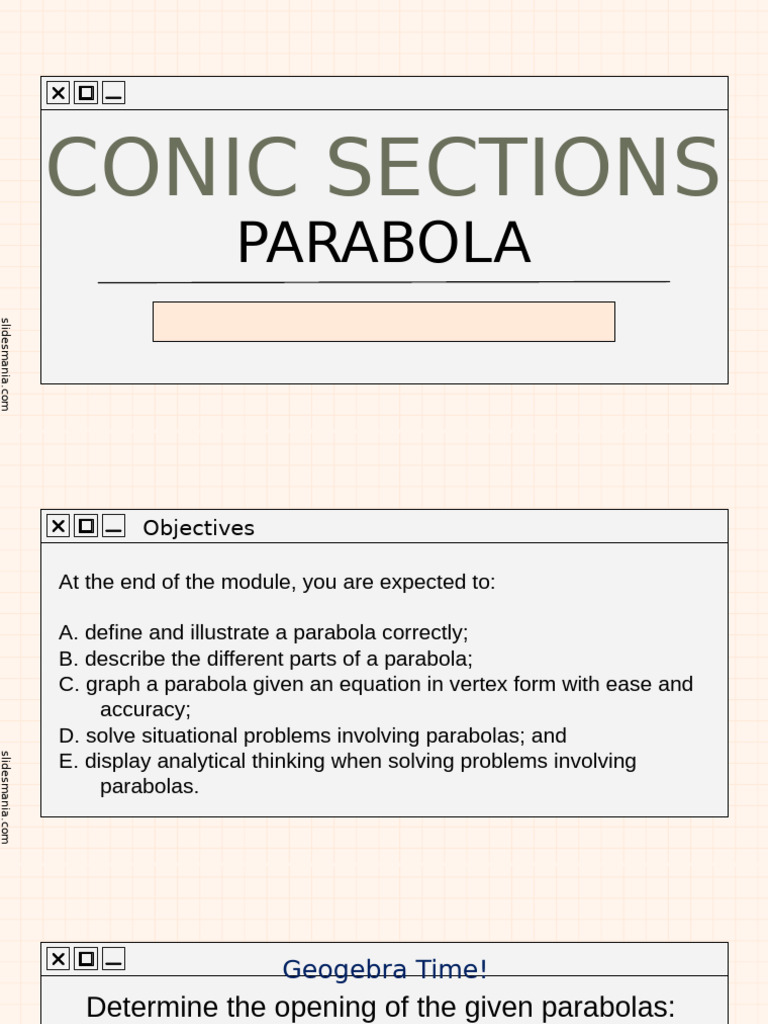 PARABOLA (Parts and Equations) | PDF