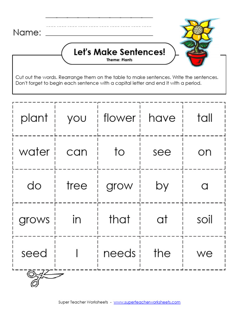 Make Sentences Sight Words Plants - GREEN | PDF