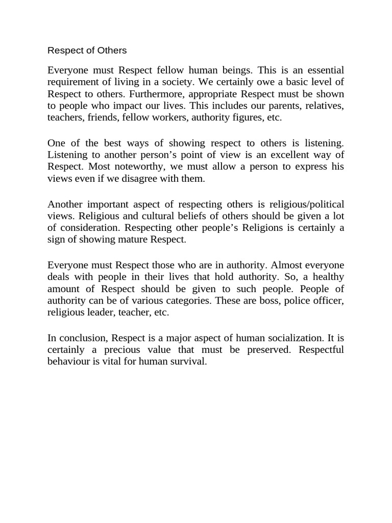 Respect of Others | PDF