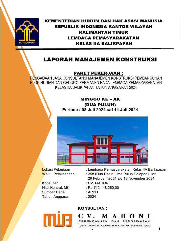 20. M20 MK - LAPORAN PROGRES PEKERJAAN BPN 2024 | PDF