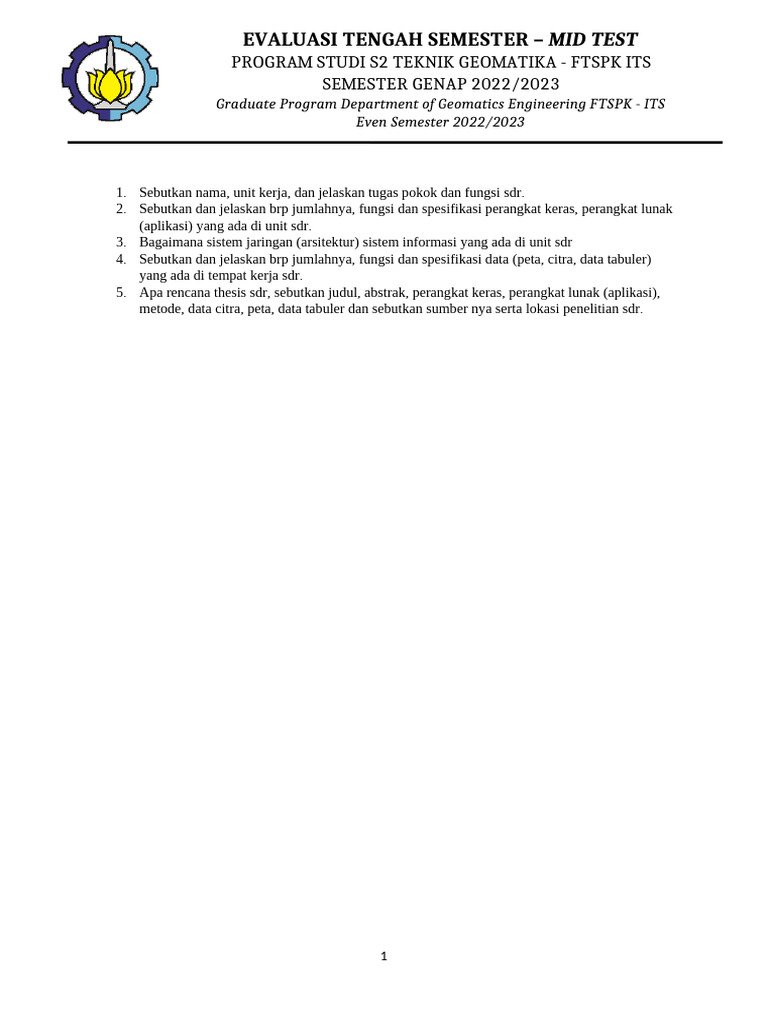 Latihan Pemrograman Data Spasial S2-Bangun - ETS - Genap - 2022-2023 | PDF