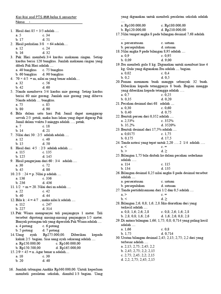 Soal PTS MM | PDF