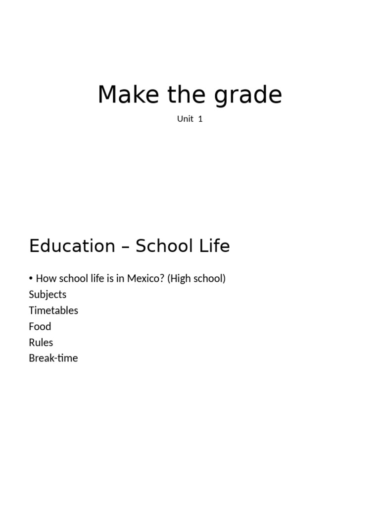 Make The Grade U1L1 5thS | PDF
