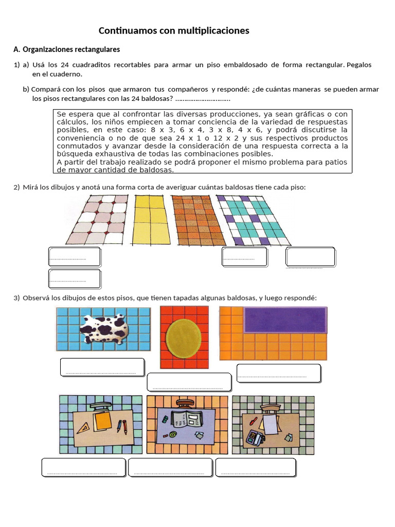 multiplicaciones. organizaciones rectangulares | PDF