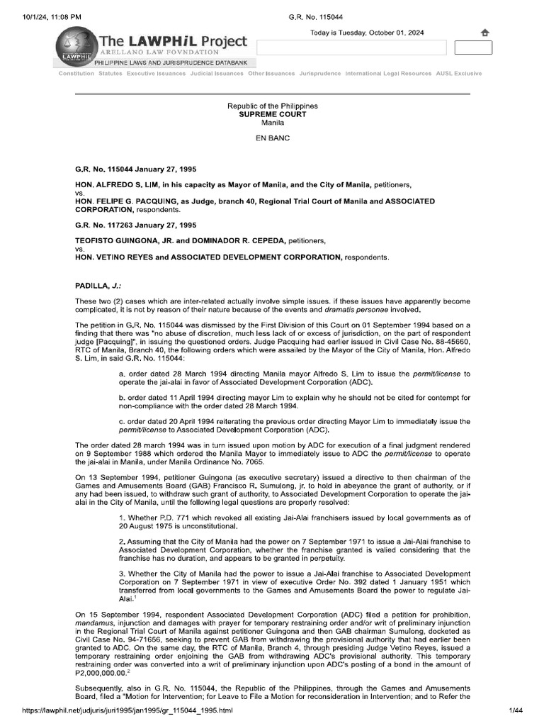 Lim V Pacquing | PDF