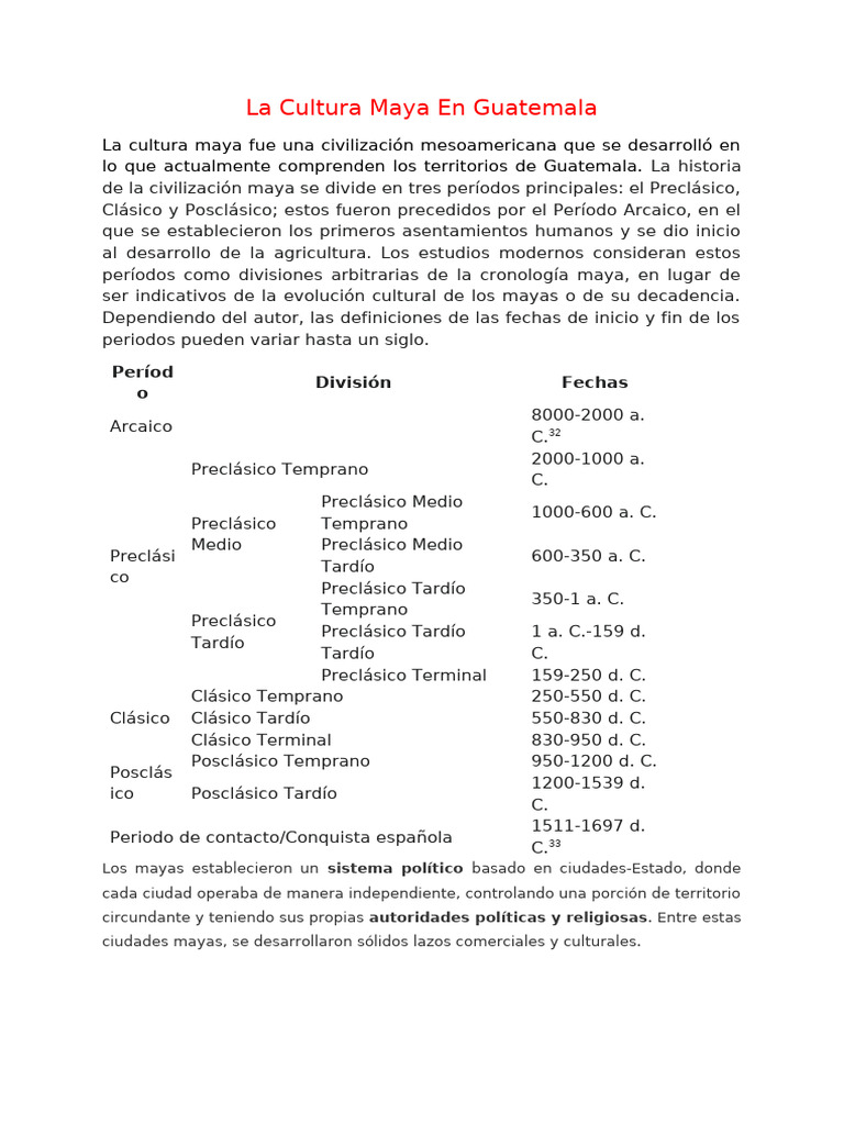 La Cultura Maya En Guatemala | PDF