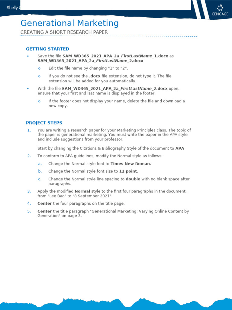 Instructions SAM WD365 2021 APA M2 1a | PDF