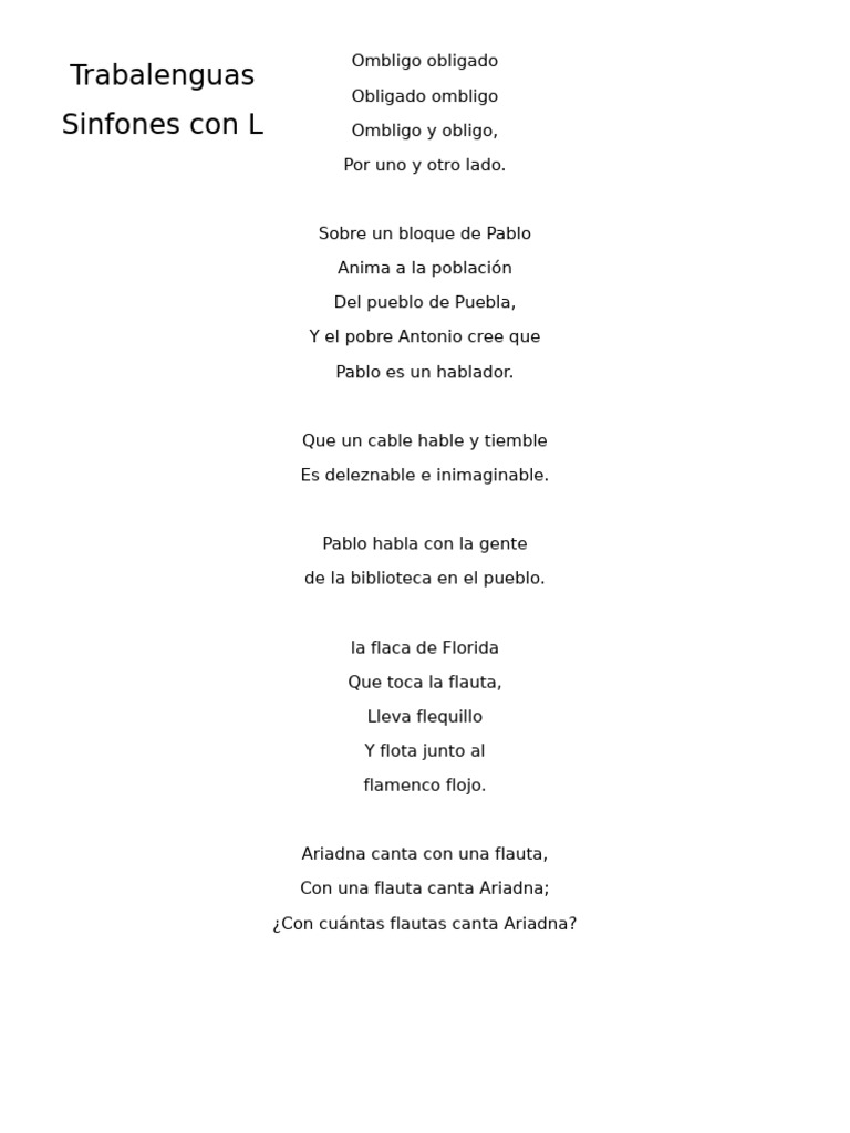 Trabalenguas BL | PDF