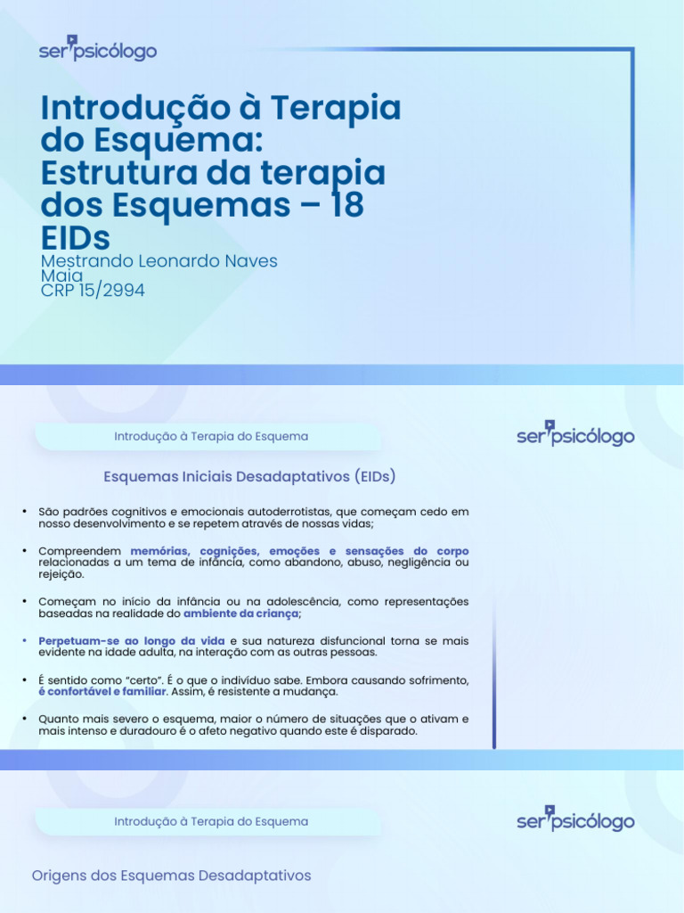 Estrutura Da Terapia Do Esquema - 18 EIDs | PDF
