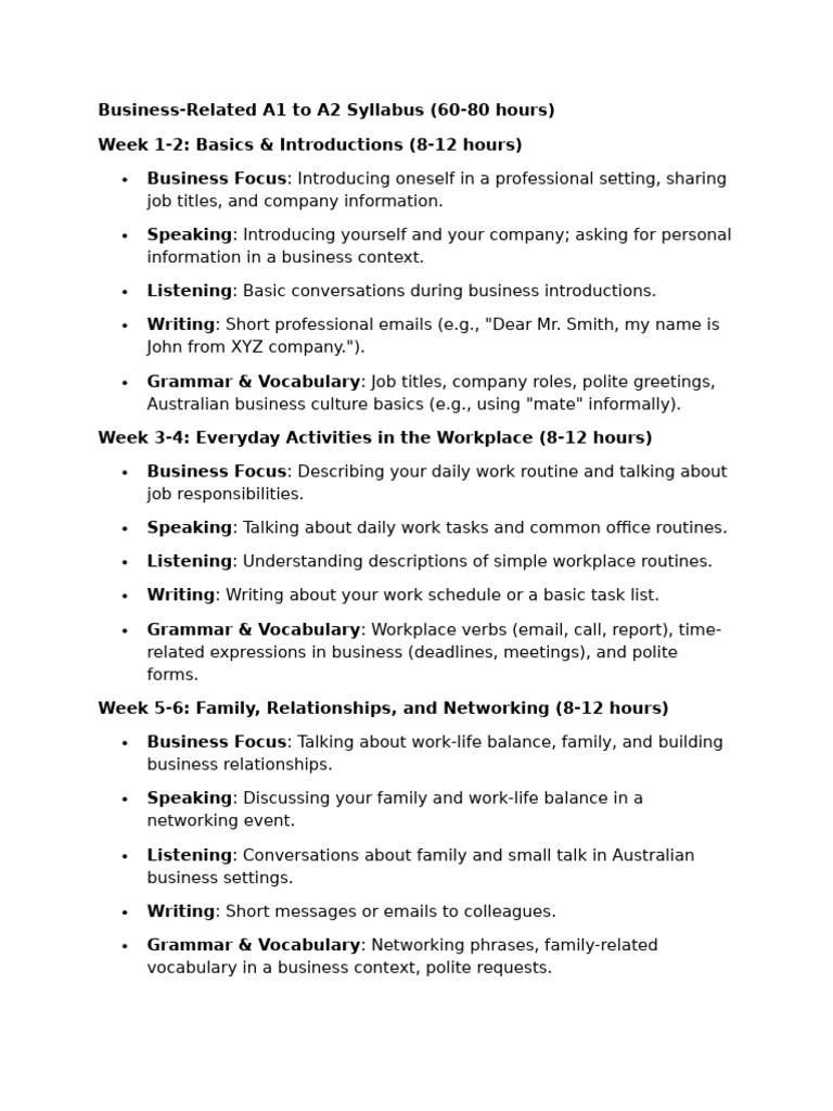 Syllabus - A1 - A2 | PDF