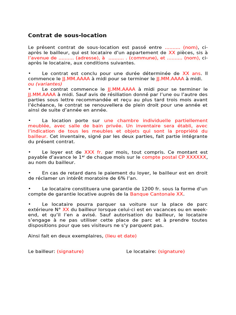 Contrat de Sous-Location | PDF