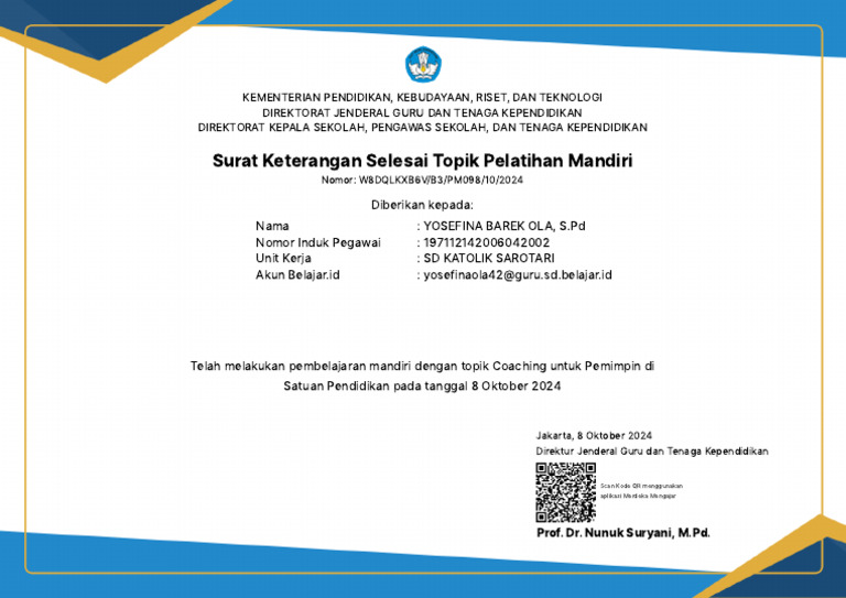 Surat Keterangan Pelatihan Mandiri | PDF | Career & Growth | Computers