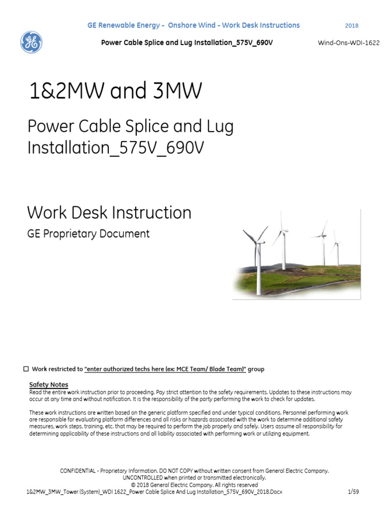 1&2MW - 3MW - Tower (System) - WDI 1622 - Power Cable Splice and Lug ...