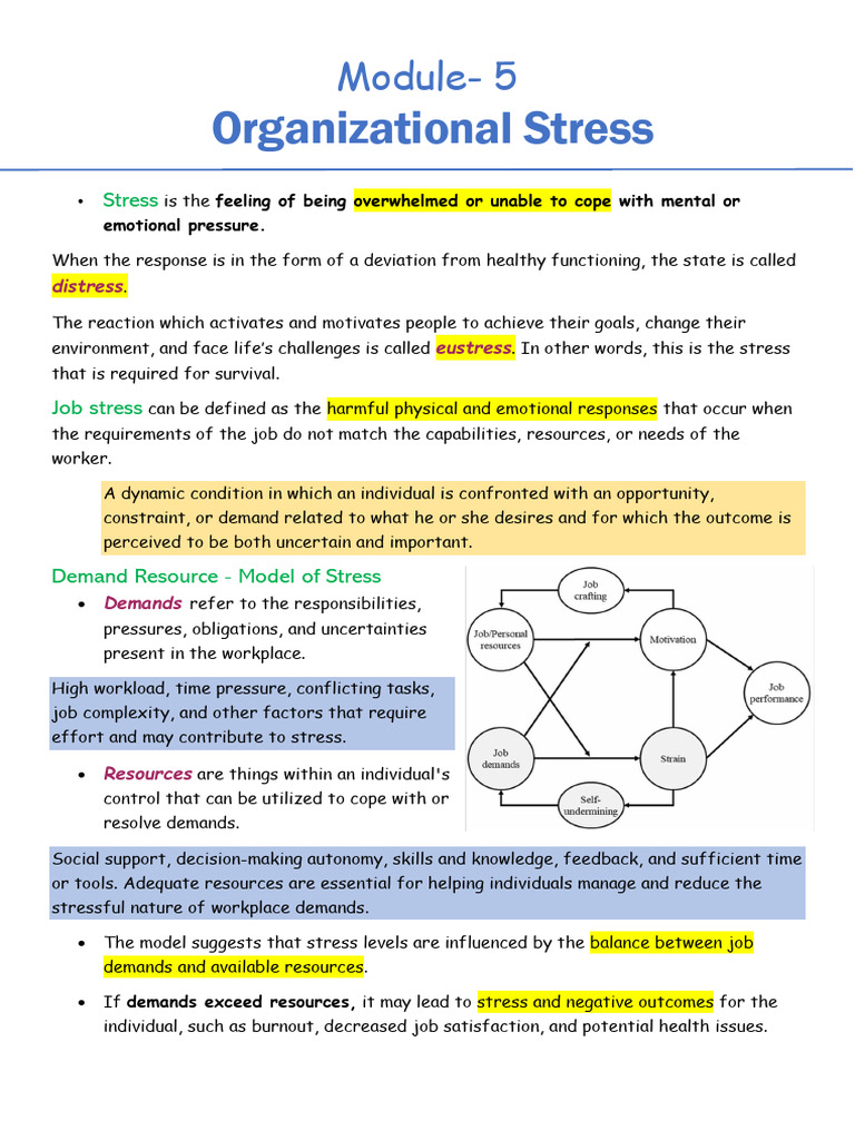 Organizational Stress: Module-5 | PDF