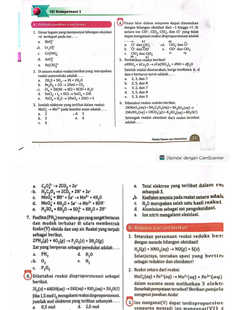 Tugas Kimia XII MIPA 1, Uji Kompetensi A | PDF