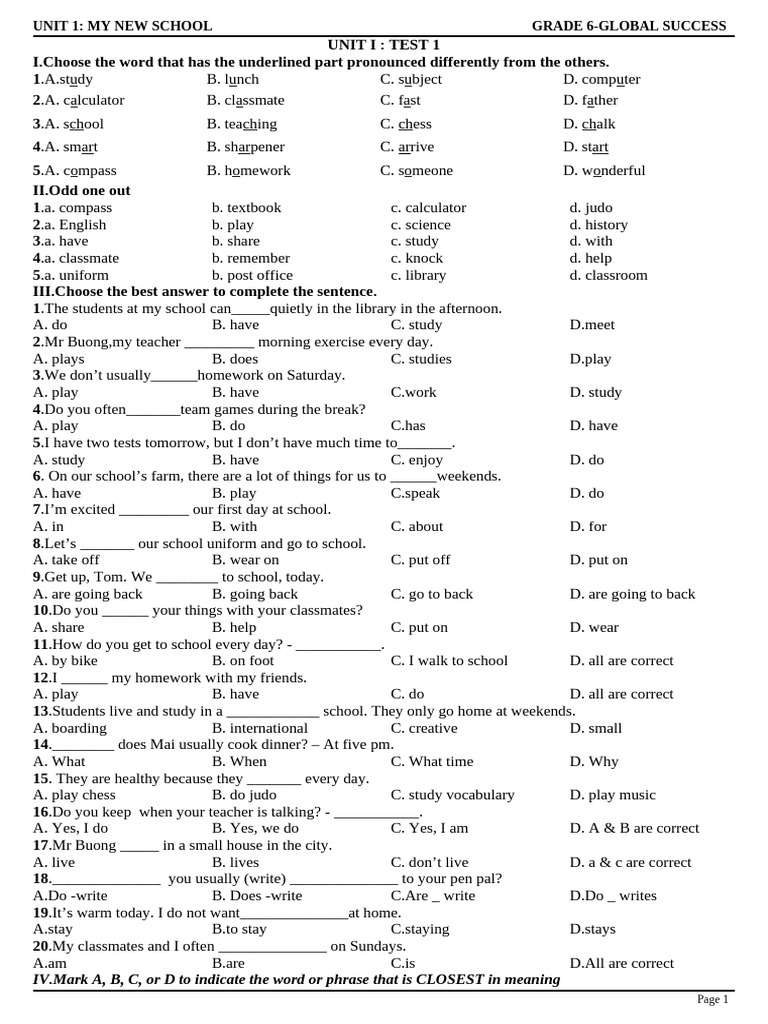 Practice Unit 1 | PDF