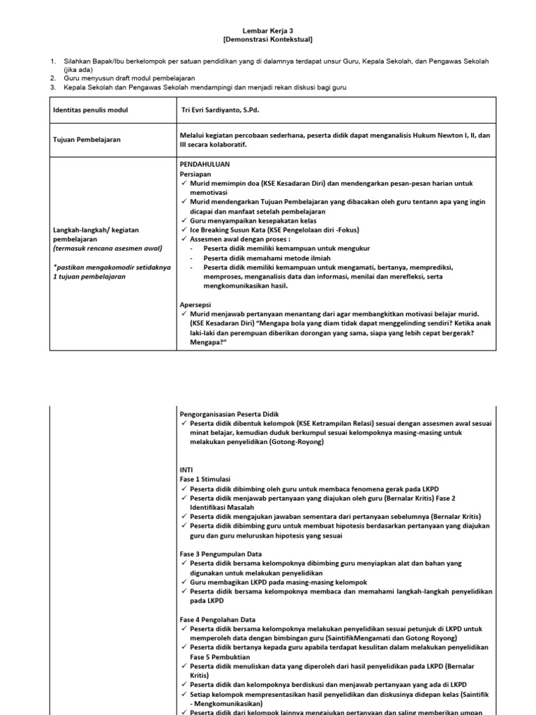 Lembar - Kerja - 3 - Guru - SMPN32 - Tri Evri | PDF