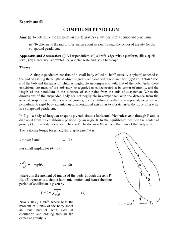 Compound Pendulum Ret | PDF