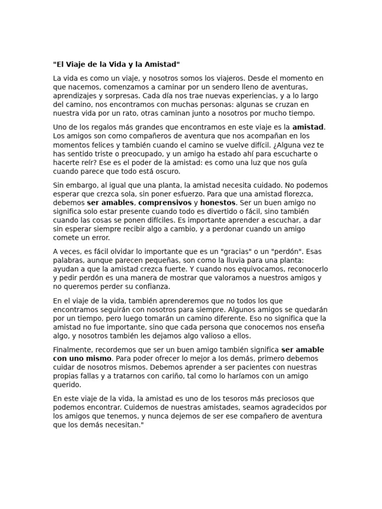 El Viaje de La Vida y La Amistad | PDF | Estilo de vida