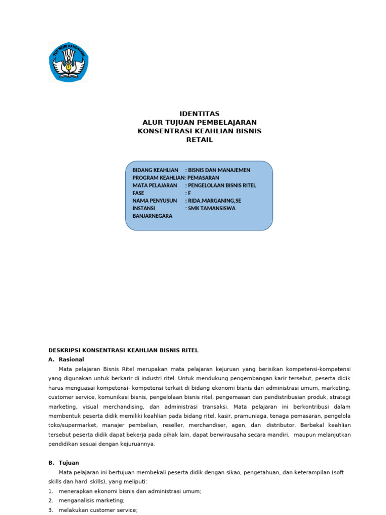 8.1.1 - (ATP) Bisnis Ritel Fase F Rida.m | PDF | Marketing | Business Process