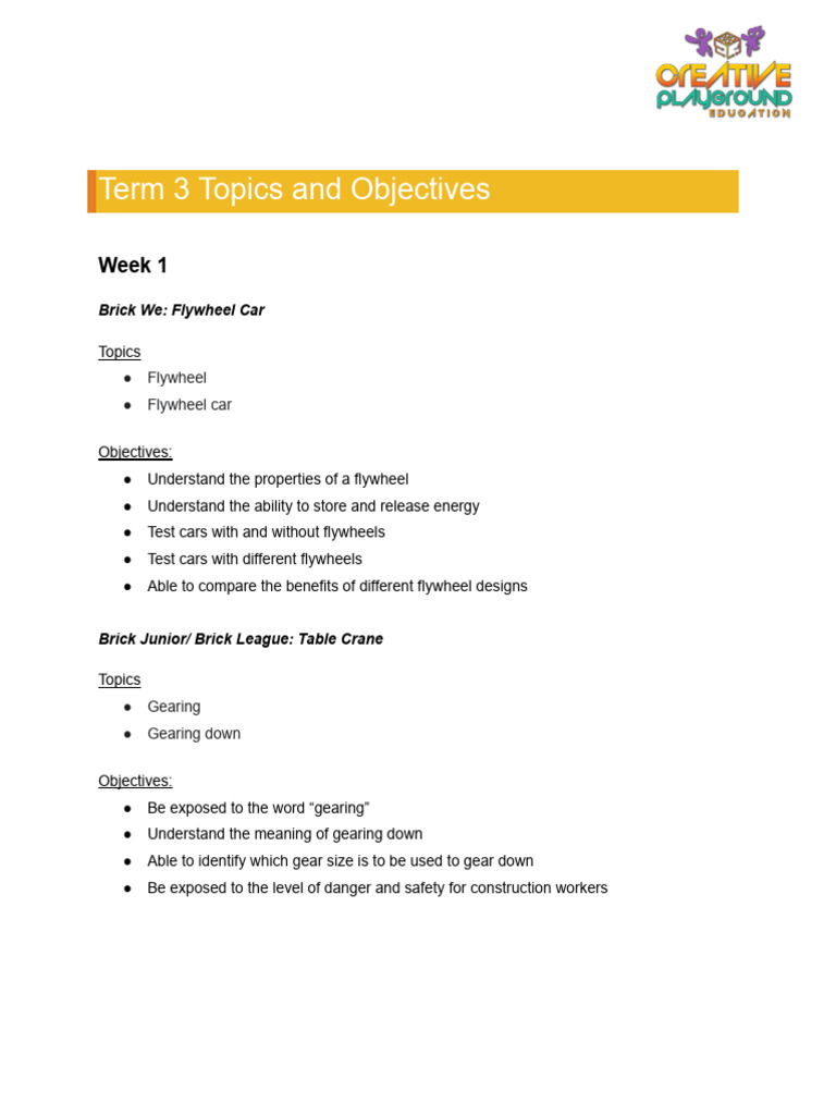 Term 3 Topics and Objectives | PDF