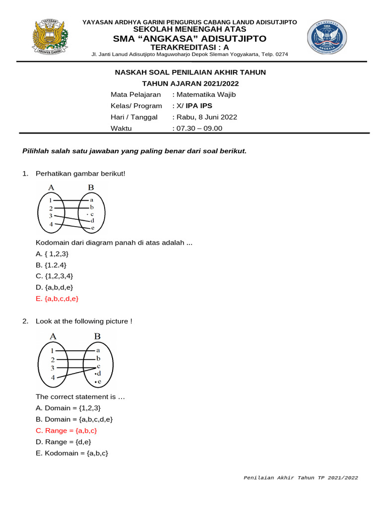 PAT - MTK Wajib X IPA IPS | PDF