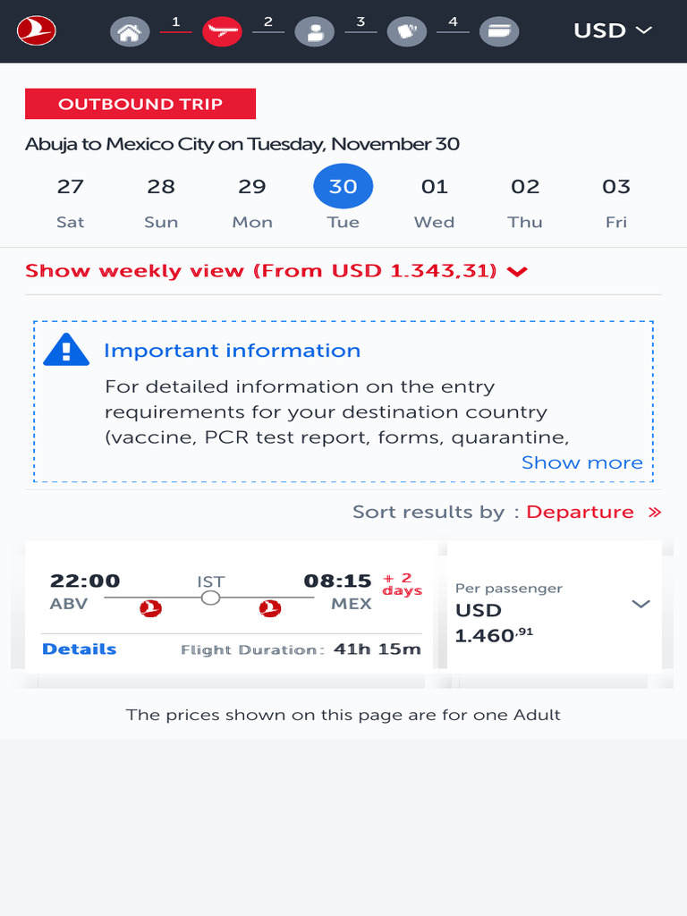 Turkish Airlines Booking Availability | PDF