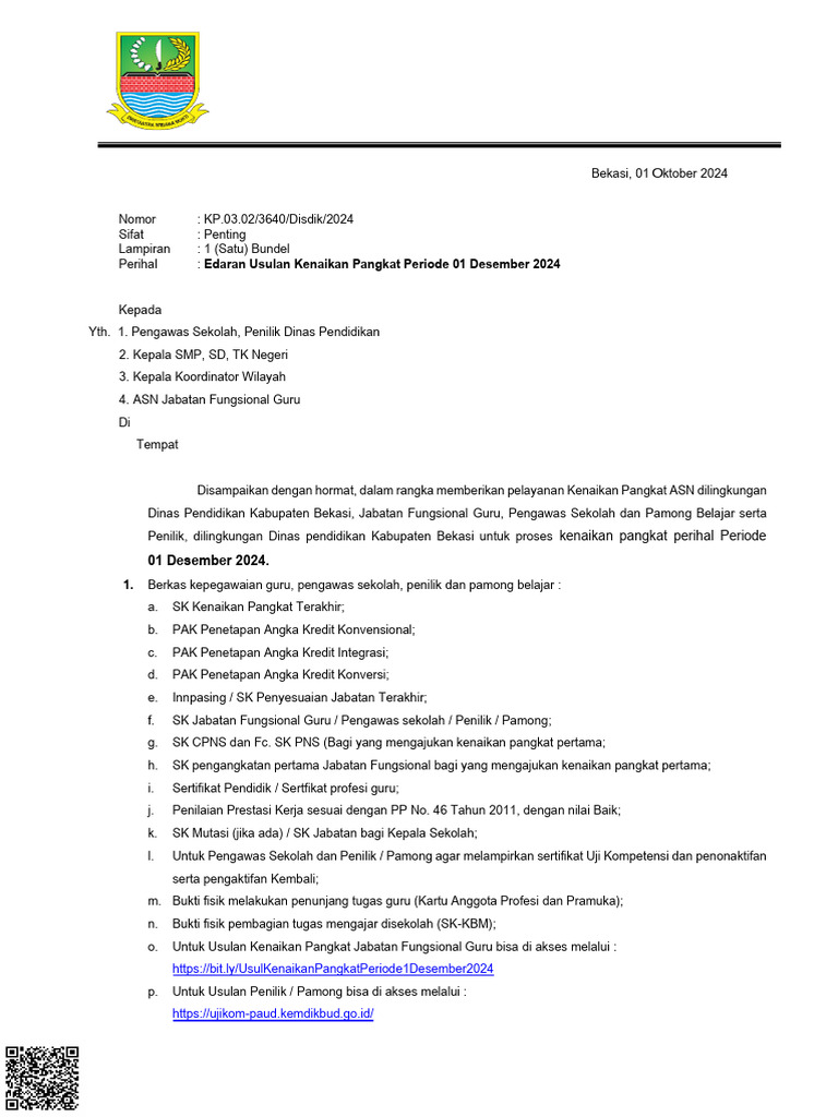 Surat Edaran KP Periode 01 Desember 2024 | PDF