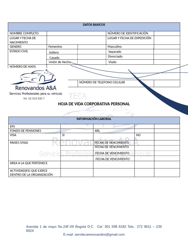 Hoja de Vida Corporativa Personal | PDF