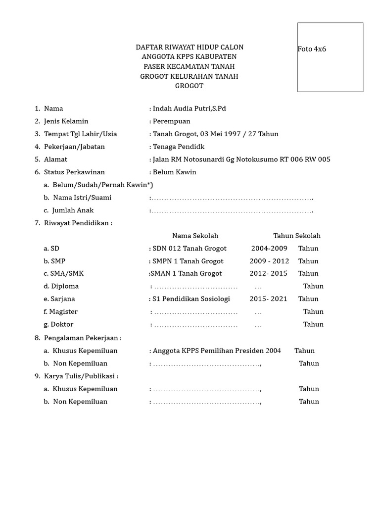 File Pendaftaran Kpps | PDF