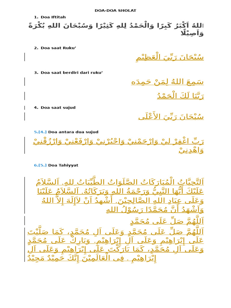 Bacaan Doa2 Sholat | PDF