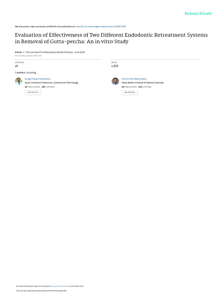 Evaluation of Effectiveness of Two Different Endod | PDF
