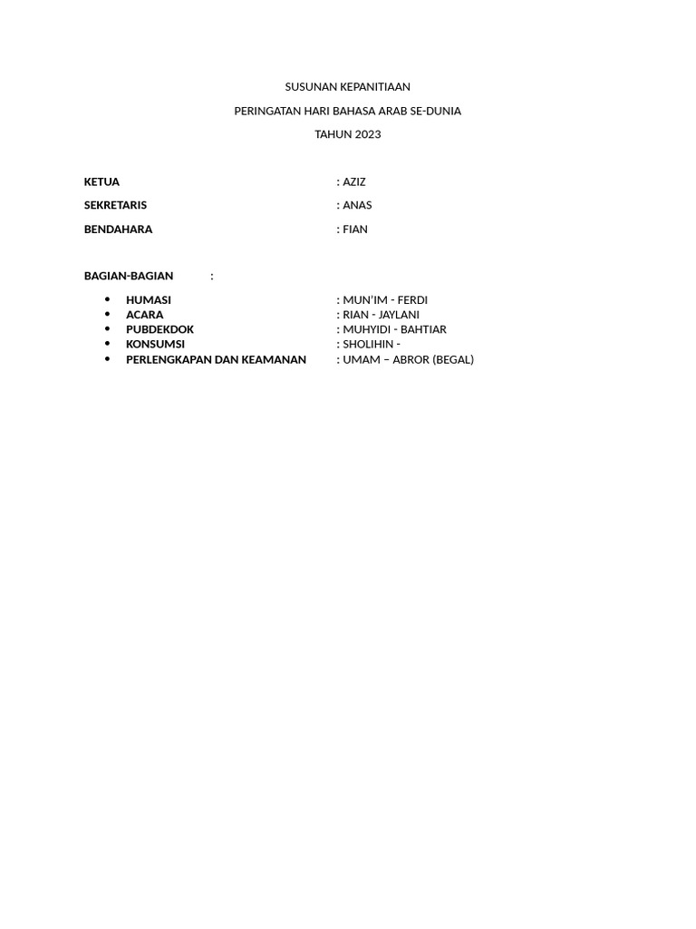 Susunan Kepanitiaan | PDF