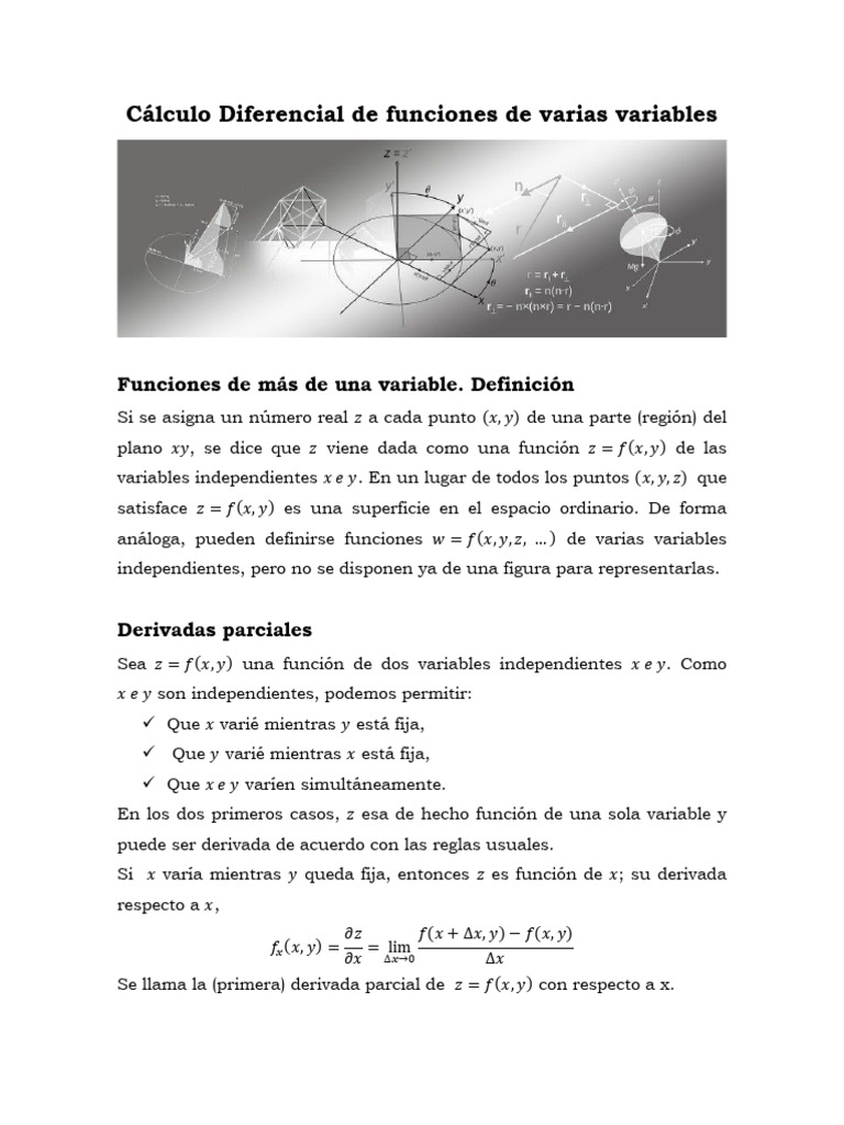 Cálculo Diferencial de Funciones de Varias Variables | PDF