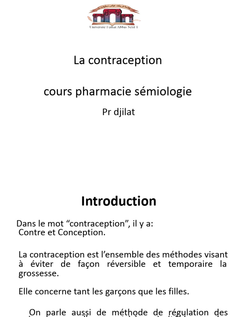 10-La-Contraception-1.pptx Cours PH Djilat | PDF