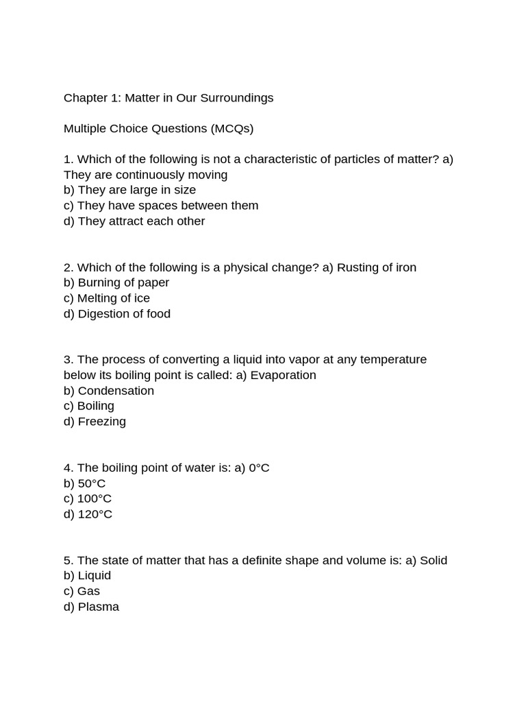 Chapter 1 - Matter in Our Surroundings | PDF | Mixture | Teaching ...