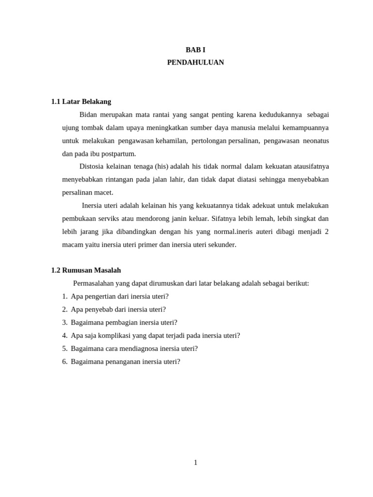 Seminar Kelompok Inersia Uteri | PDF