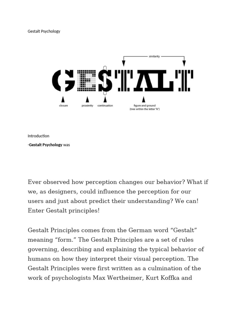 Gestalt Psychology | PDF