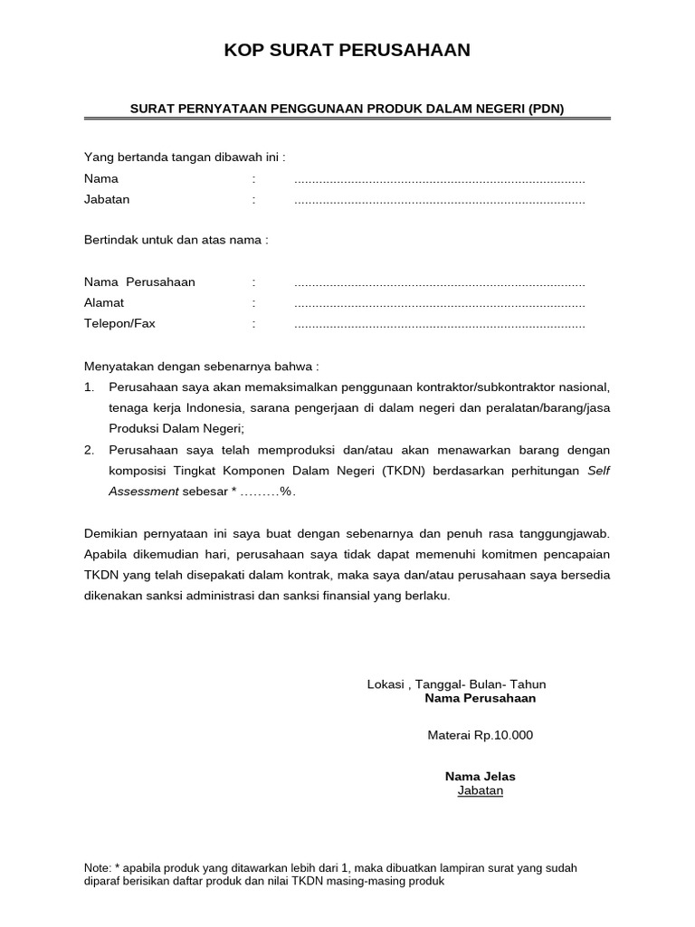02052024-Surat Pernyataan TKDN | PDF