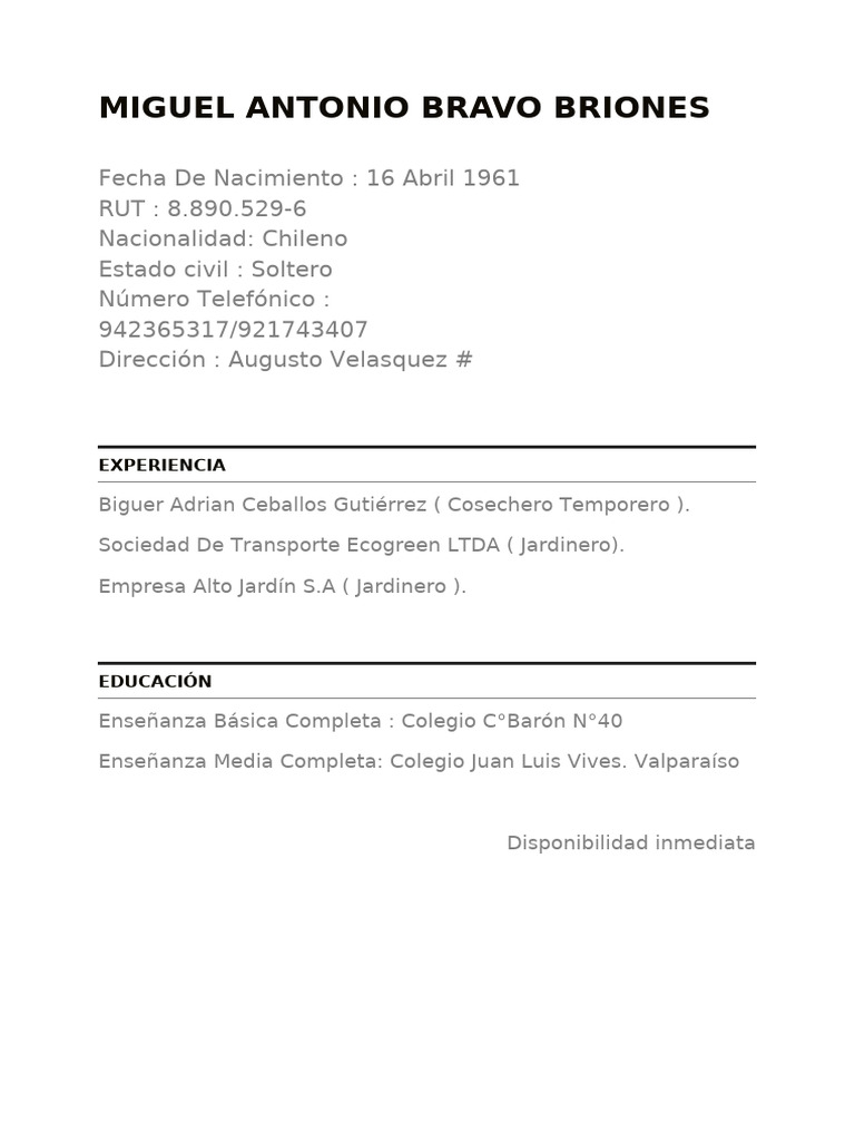 Currículum Miguel | PDF