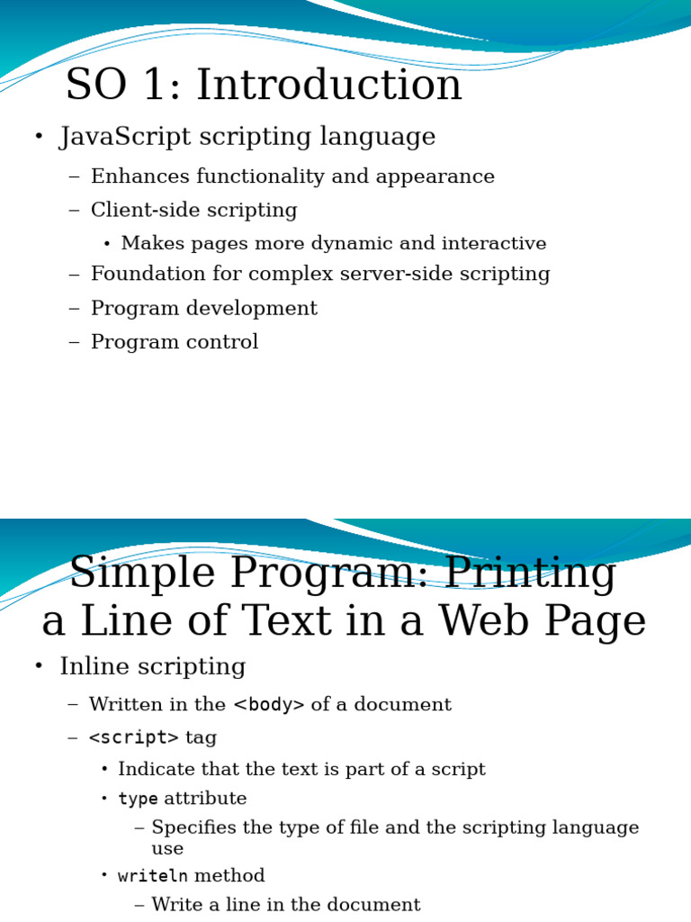 So 1: Introduction: Javascript Scripting Language | PDF